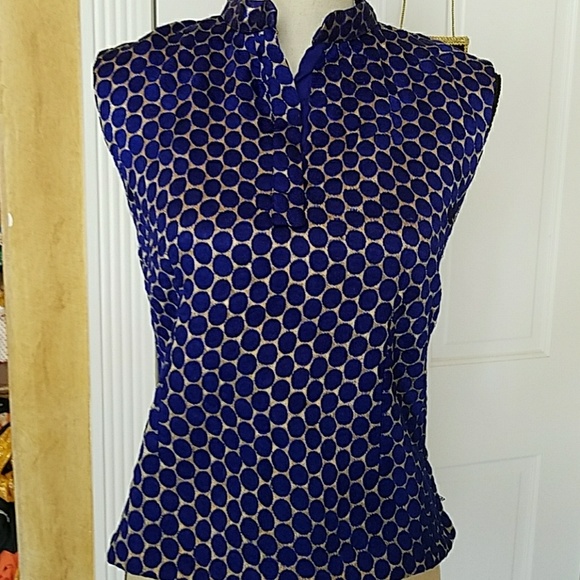 Vintage | Tops | Real Vintage Gorgeous Blue Gold Top 5s 60s | Poshmark